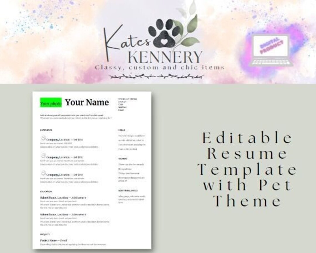 Resume With Photo, Animal Job, Resume Template, Simple Resume ...