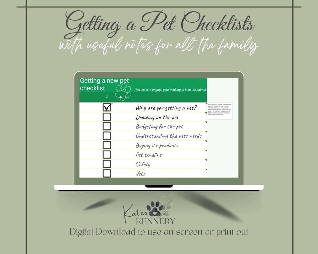 New Pet Checklist, Pet Planner, Pet Organizer, Pet Checklist for All ...