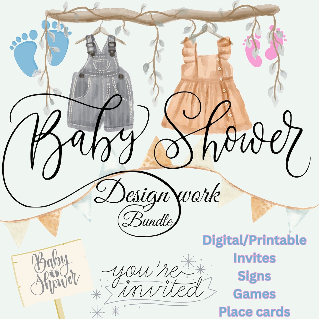 Baby Shower Design Work Bundle for Invitations Signs and - Etsy