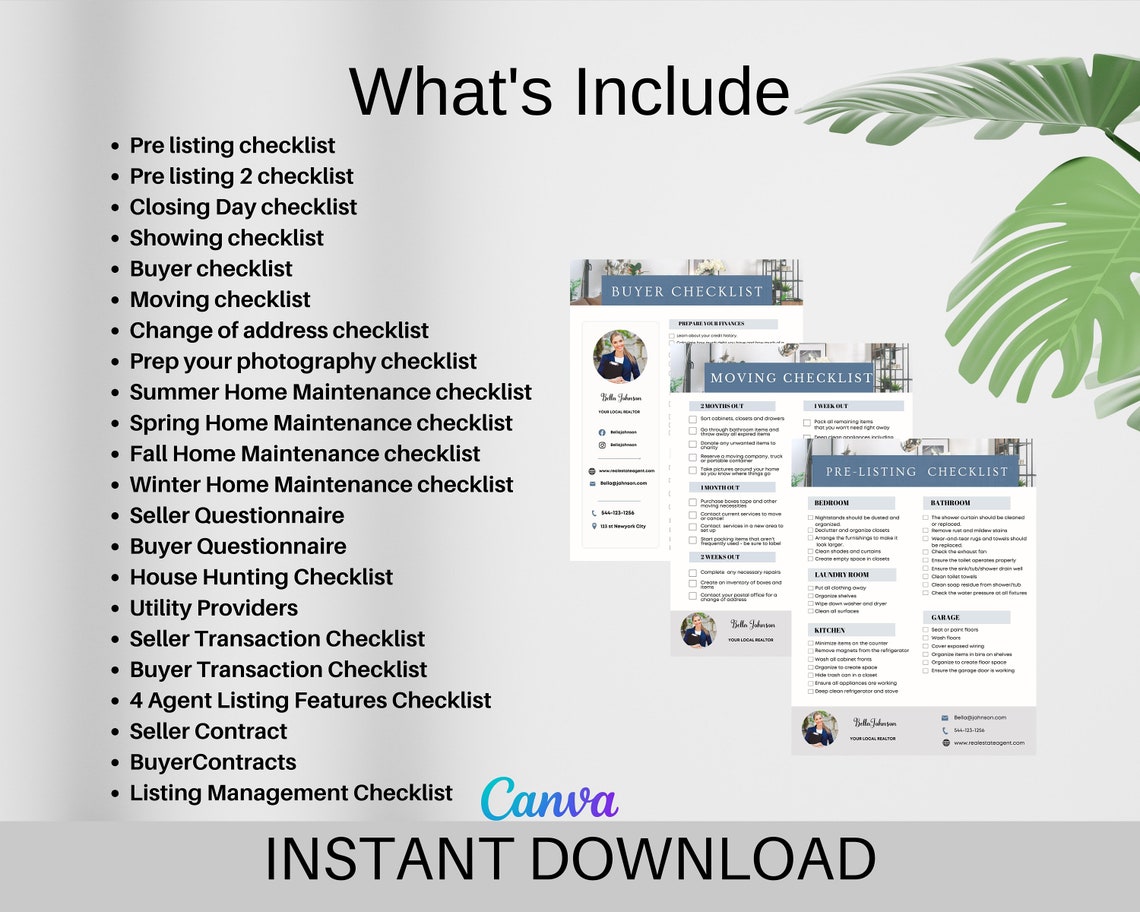 Seller Blue Luxury Real Estate Checklist Bundletemplate Prep - Etsy