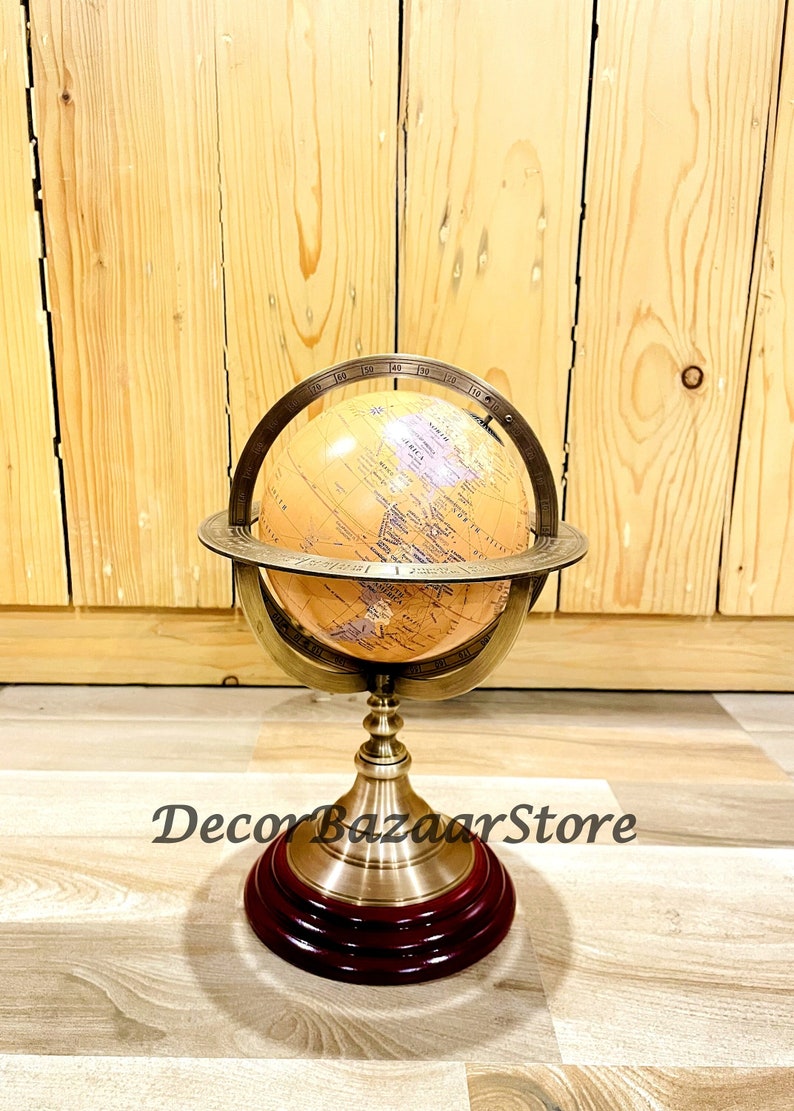 Vintage Brass Antique Marine Table Top Sphere Globe World Map Nautical ...