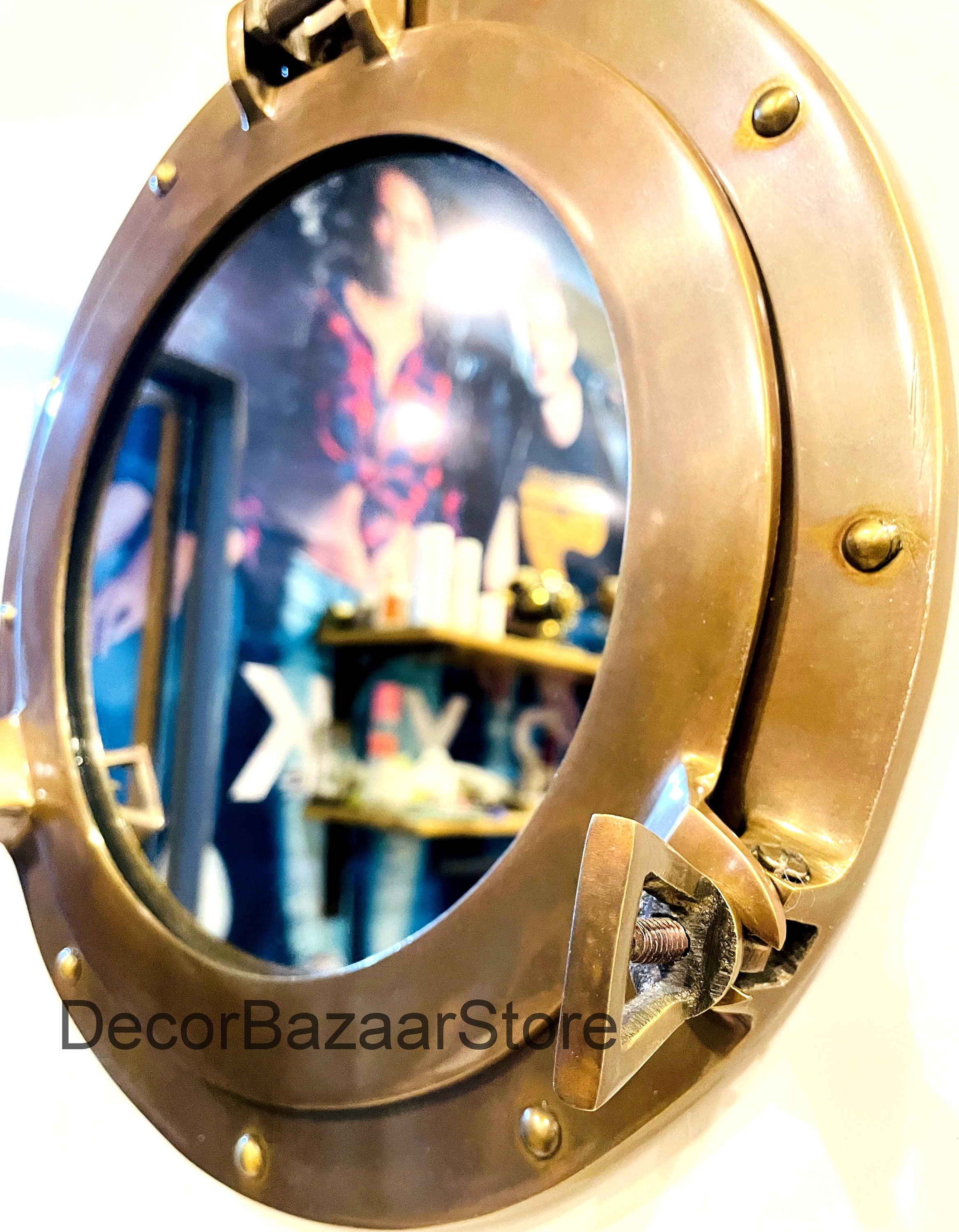 12" Antique Brown Wall Hanging Porthole Decoraluminium Mirror Porthole ...