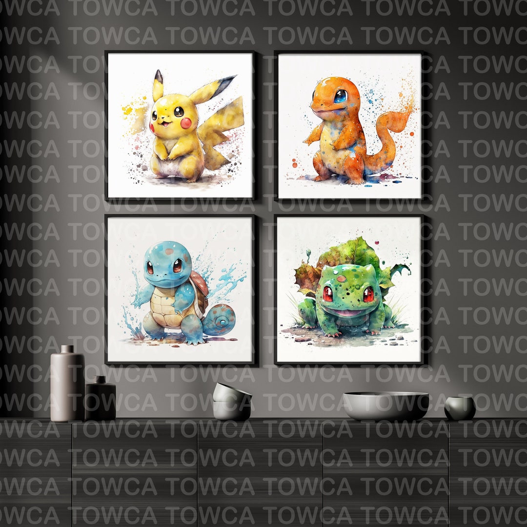 Set of 4 Pokemon Watercolour Artwork - Printable Wall Art, Digital ...