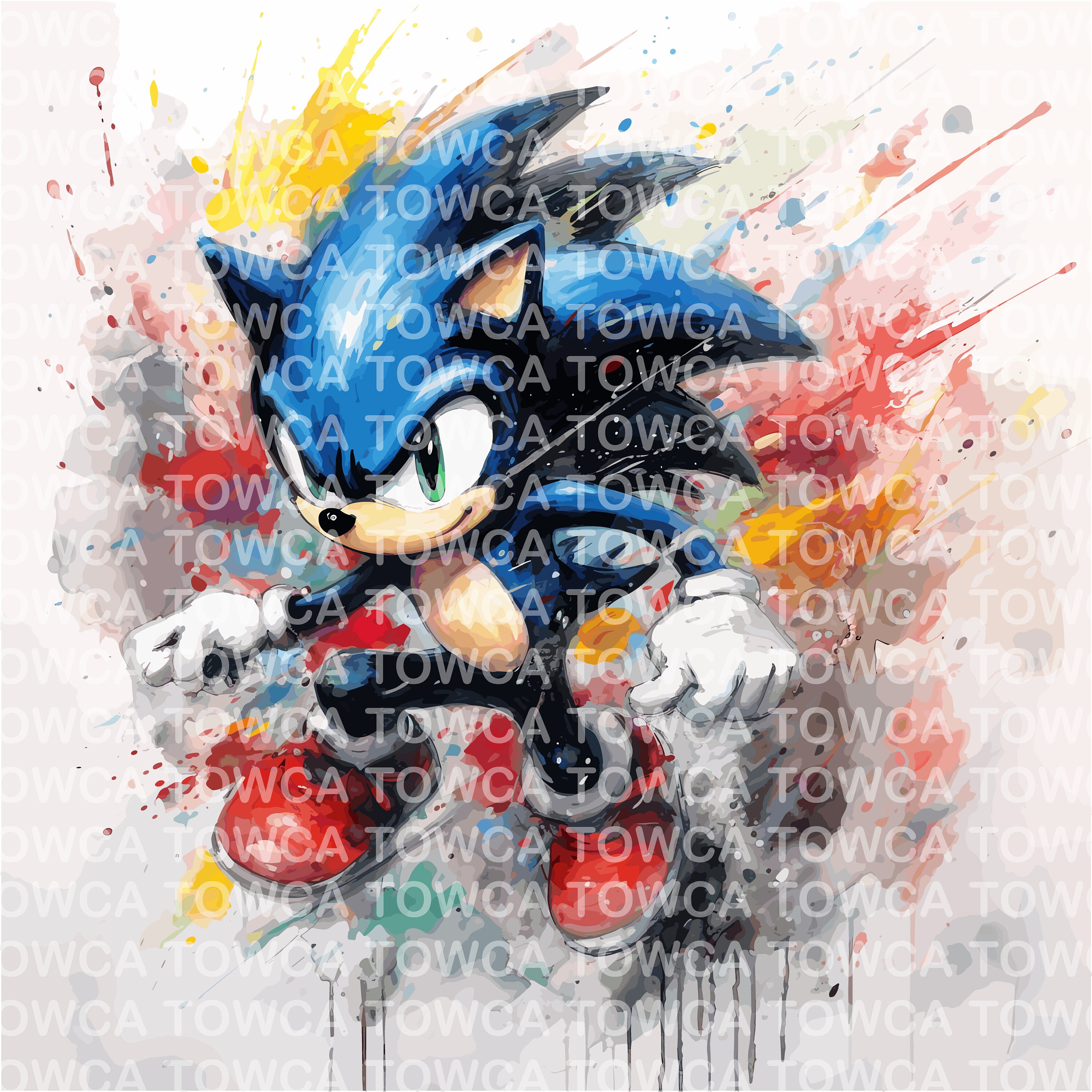 Sonic and Shadow Set of 2 Watercolour Artwork Printable Wall Art ...