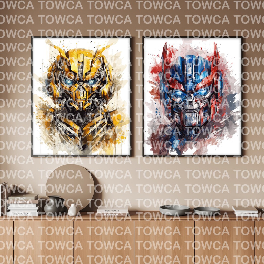 Bumblebee and Optimus Transformers Set of 2 Watercolour Artwork ...