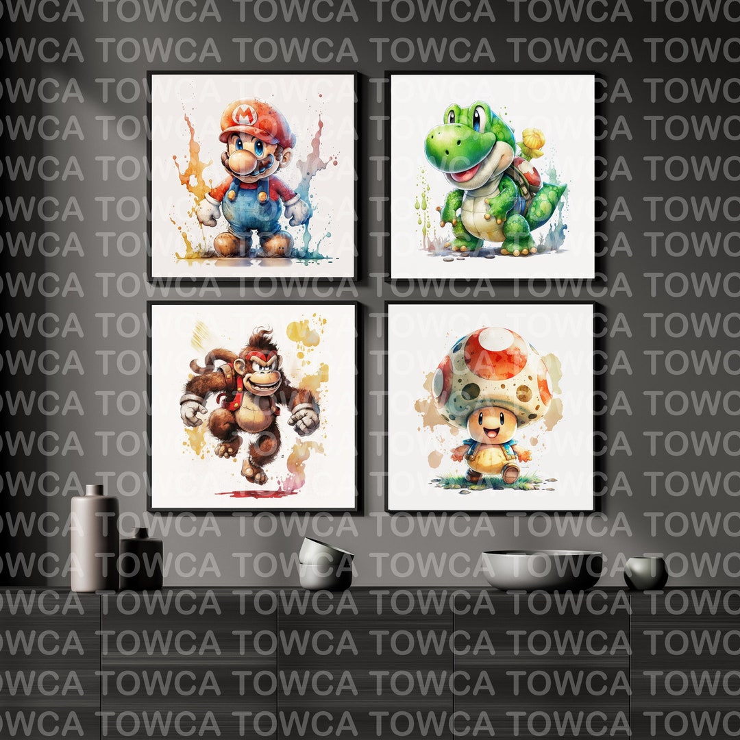 Set of 8 Super Mario Characters Watercolour Artwork Printable Wall Art ...