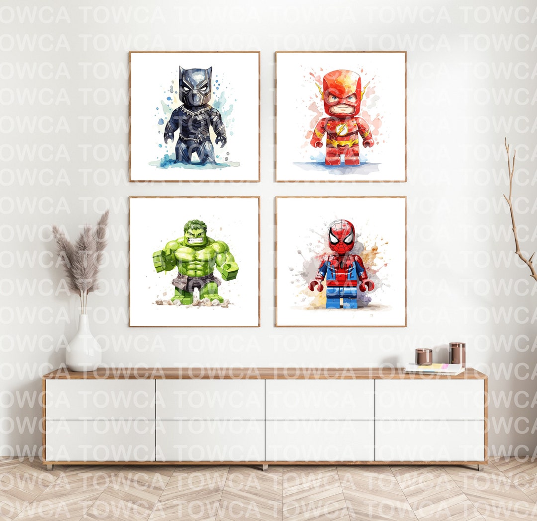 Set of 4 Marvel Watercolour Artwork Printable Wall Art, Digital ...