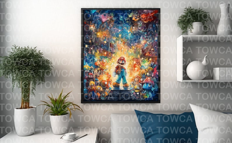 Super Mario Set of 2 Watercolour Art Oil Painting Art Poster - Etsy