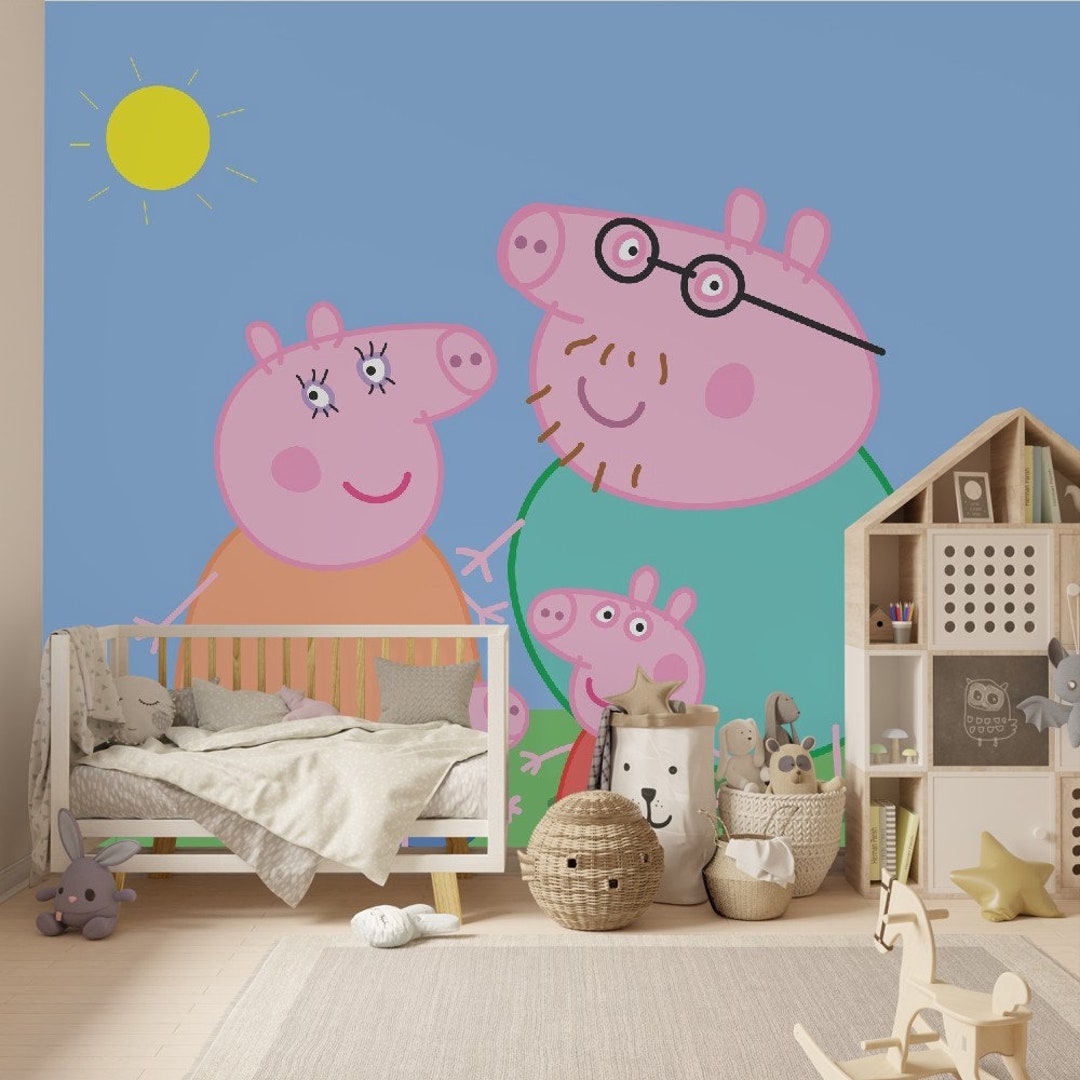 Peppa Pig Bedroom Playroom Wallpaper - Etsy