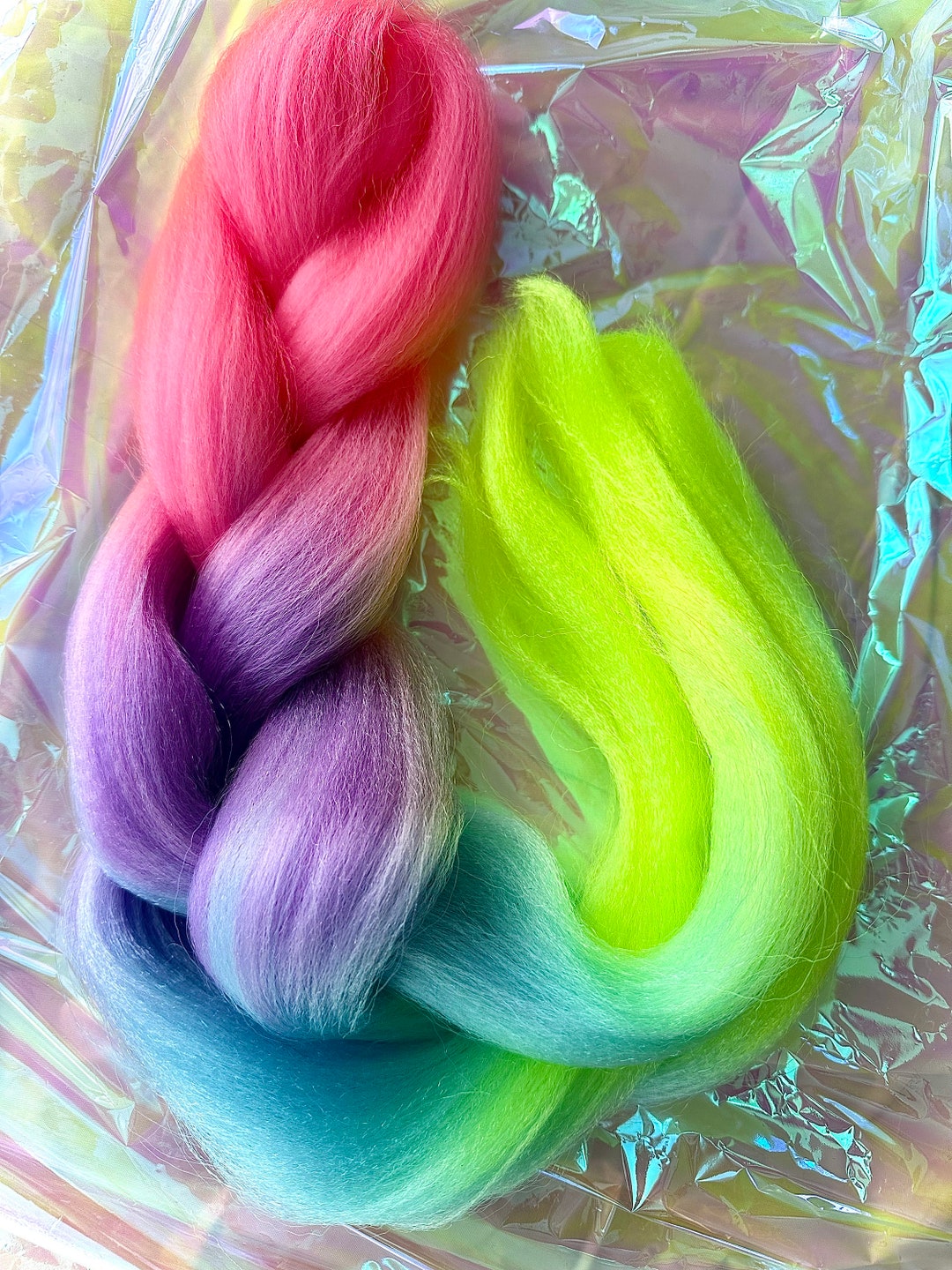 Rainbow Ombre Festival Rave Braid Hair Extension Multicolor - Etsy