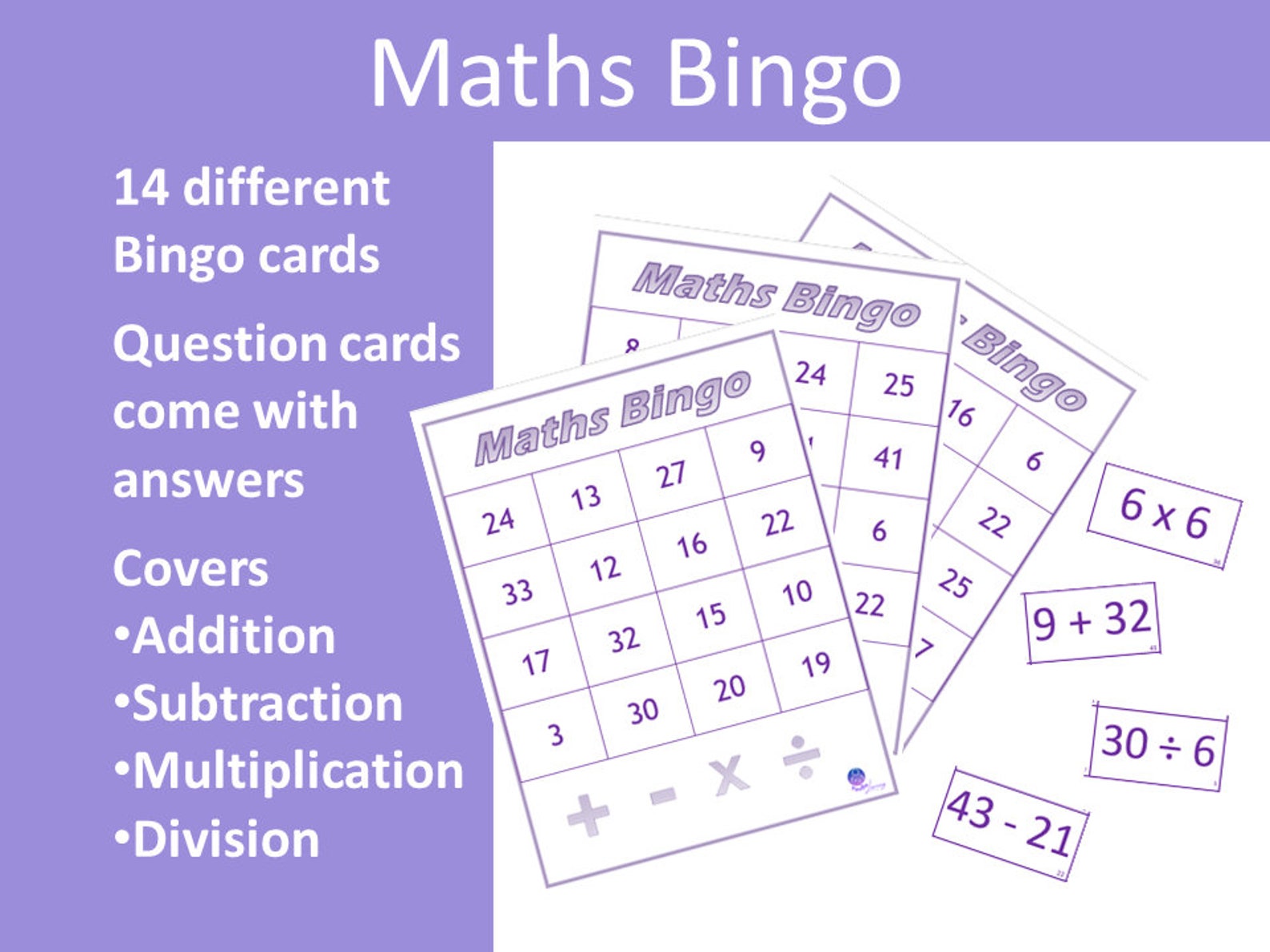 Maths Multiplication Bundle, Bingo Game, Times Table Flashcards, 6 ...