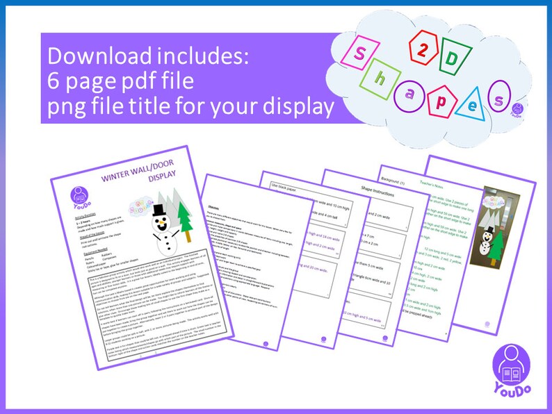 Using 2D Shapes to Make a Winter Door Wall Display Full Lesson Includes ...