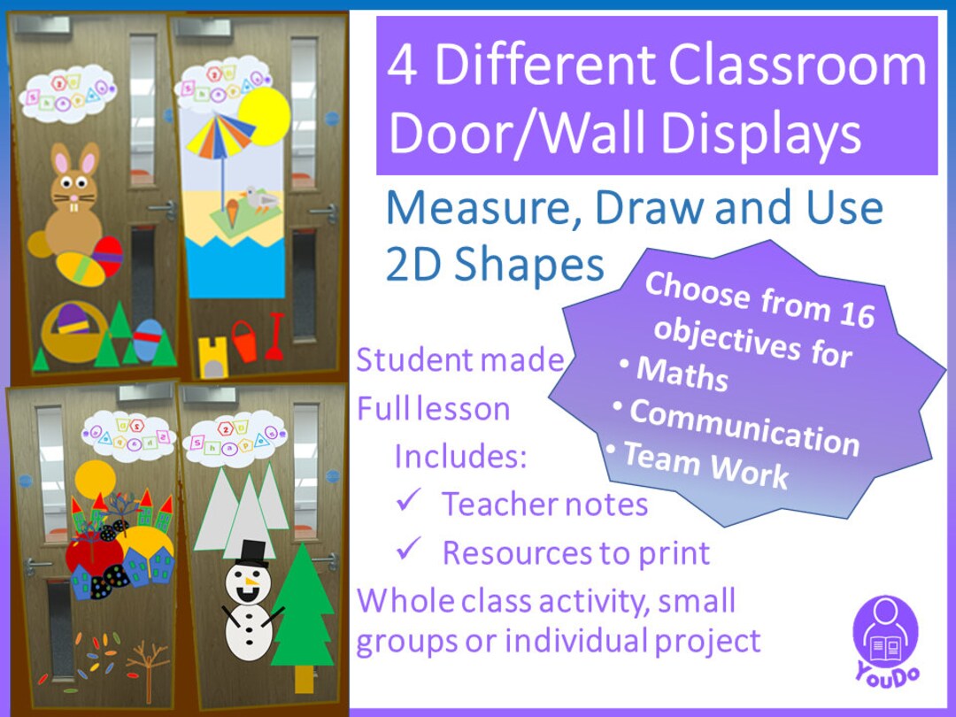 4 Lesson Bundle Using 2D Shapes to Make a Door Wall Display Full Lesson ...