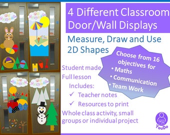 Using 2D Shapes to Make a Winter Door Wall Display Full Lesson - Etsy
