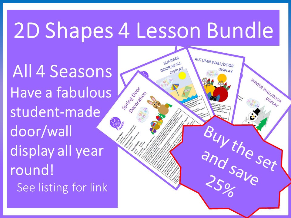 Using 2D Shapes to Make a Winter Door Wall Display Full Lesson Includes ...