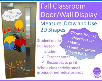 Using 2D Shapes to Make a Winter Door Wall Display Full Lesson Includes ...