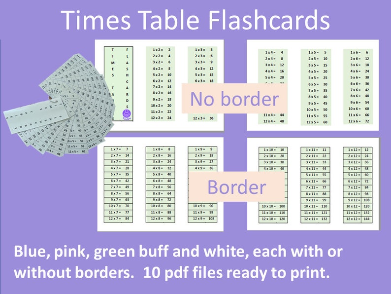 Times Table Flashcards 2-12 and Matching Tests With Answers. - Etsy
