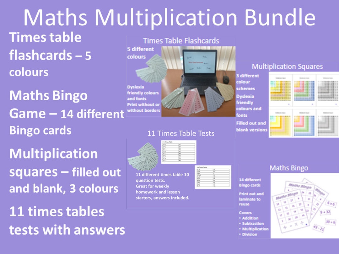Maths Multiplication Bundle, Bingo Game, Times Table Flashcards, 6 ...
