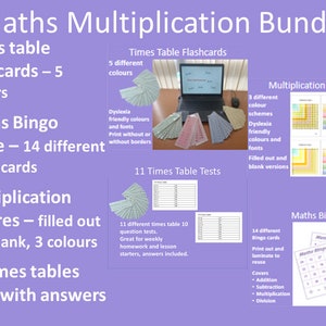 Maths Multiplication Bundle, Bingo Game, Times Table Flashcards, 6 ...