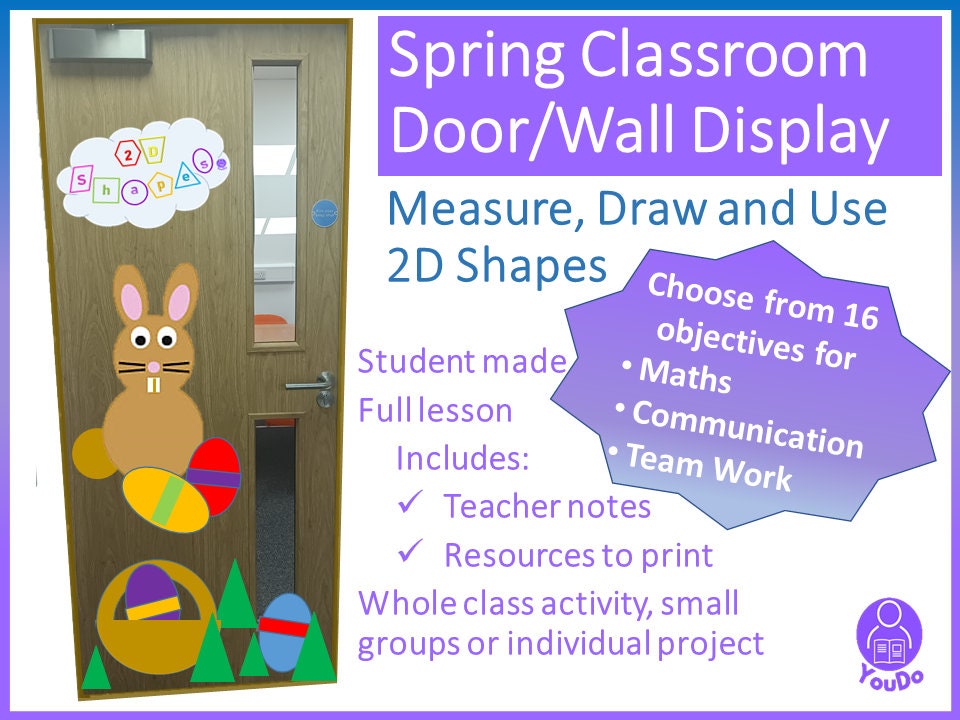 Using 2D Shapes to Make a Spring Door Wall Display Full Lesson Includes ...