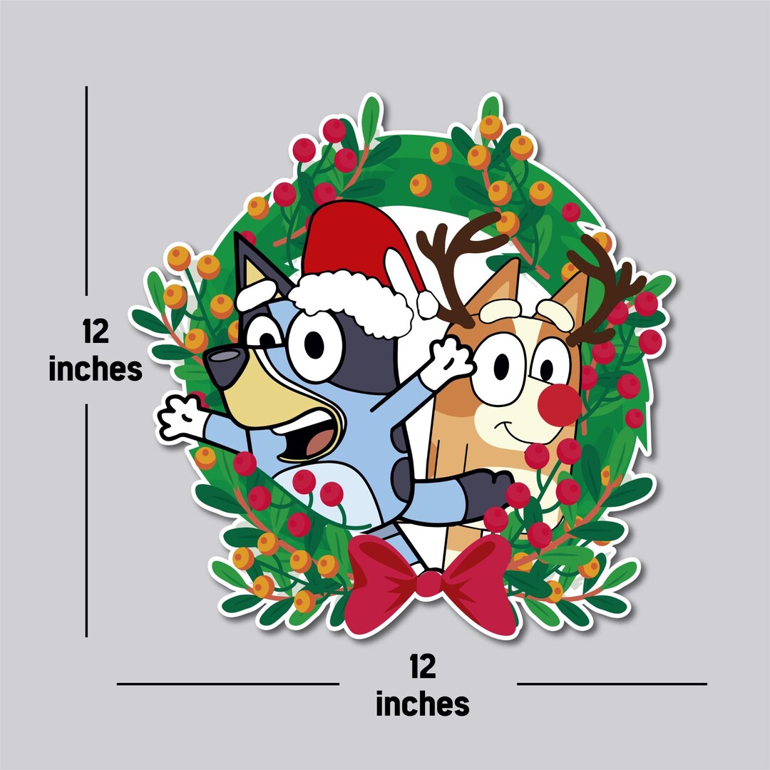 Bluey Christmas Magnet, Bluey Christmas Wreath, Cruise Magnet, Wreath ...