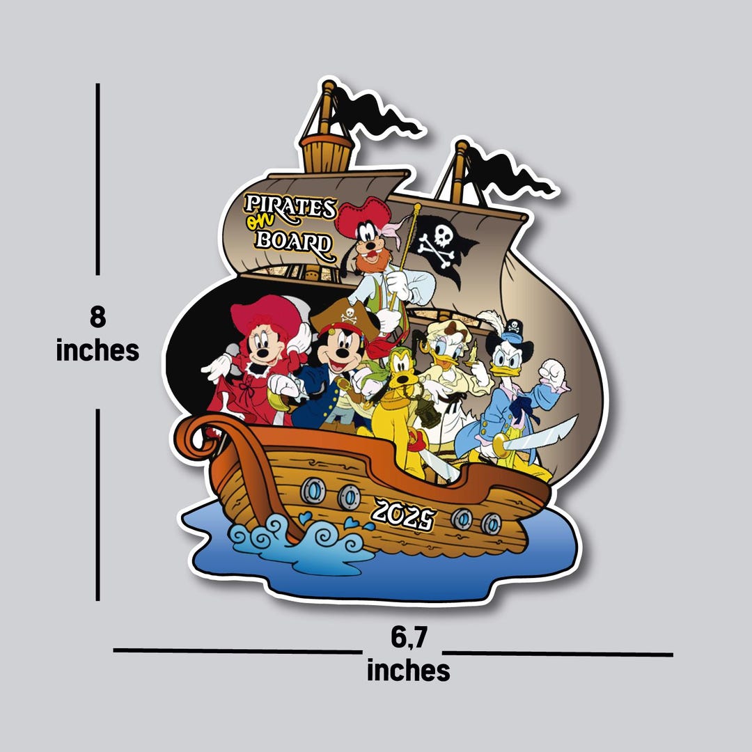 Mickey Pirate Ship Magnets, Family Cruise Magnets, Pirates of the ...