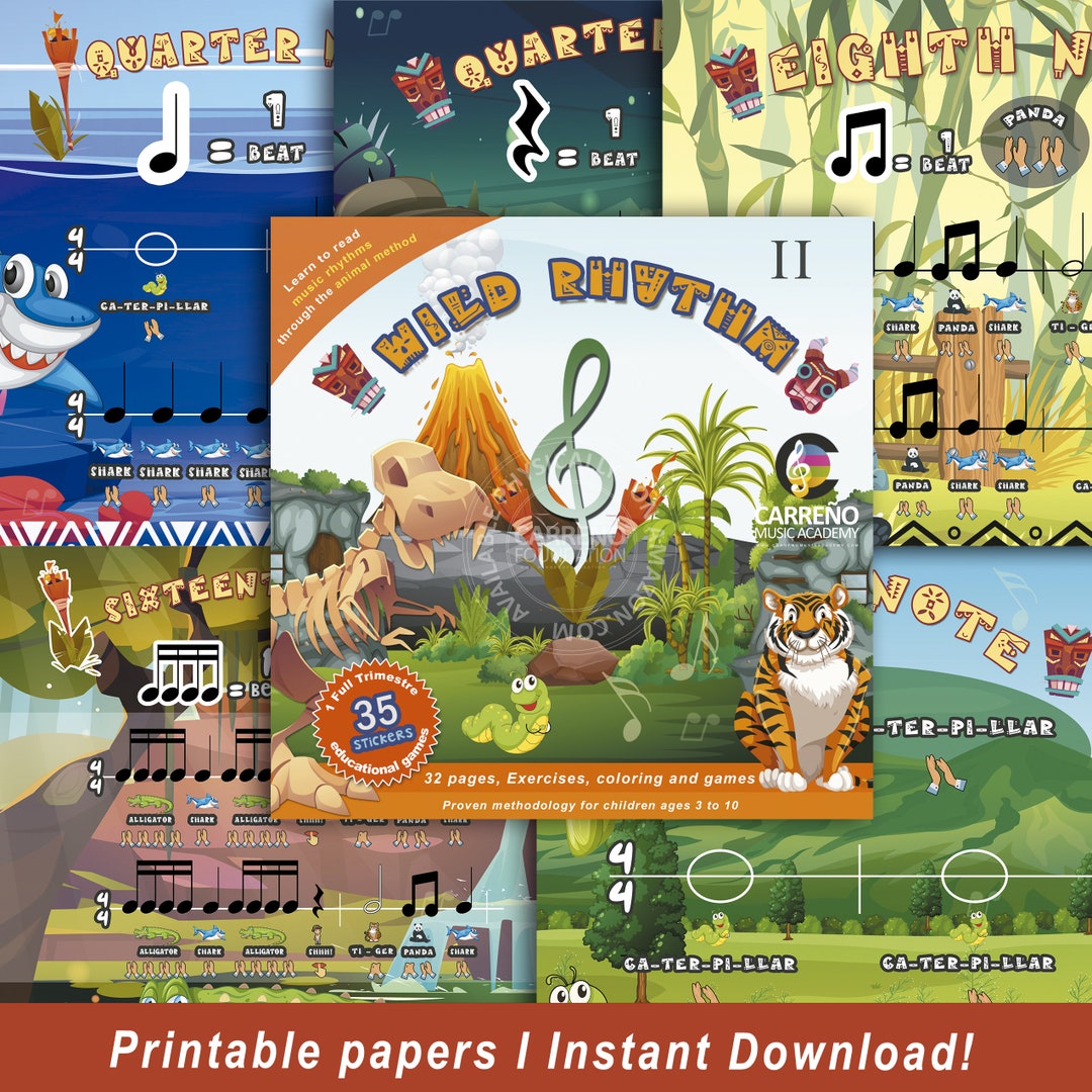 Wild Rhythm: Printable Music Teaching Book for Kids. Includes Activities, Games and Animals to ...