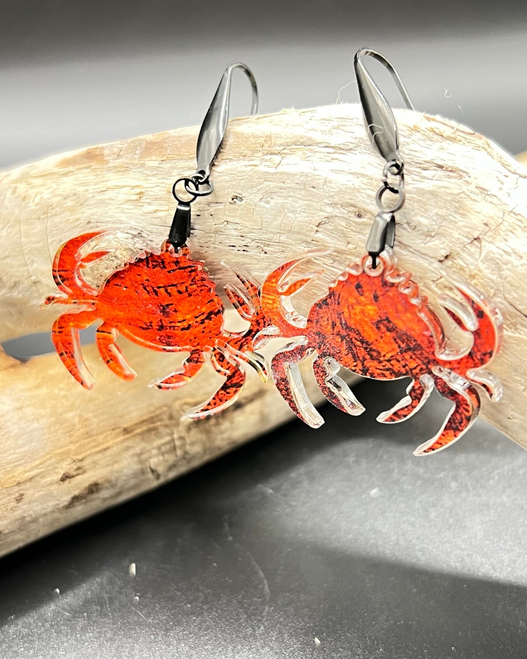 Red Crab Claw Earrings Acrylic Nautical Jewelry for Ocean Lover ...