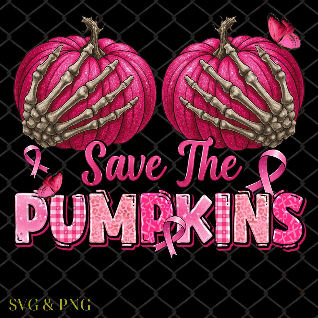 Save the Pumpkins: Breast Cancer Awareness Ribbon - PNG SVG (digital ...
