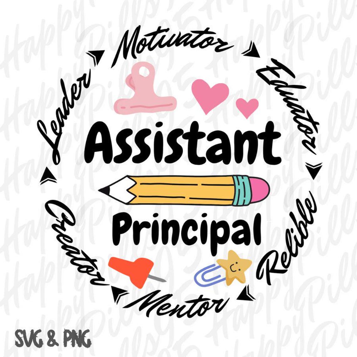 Assistant Principal SVG PNG: School Staff Sublimation Design (digital ...