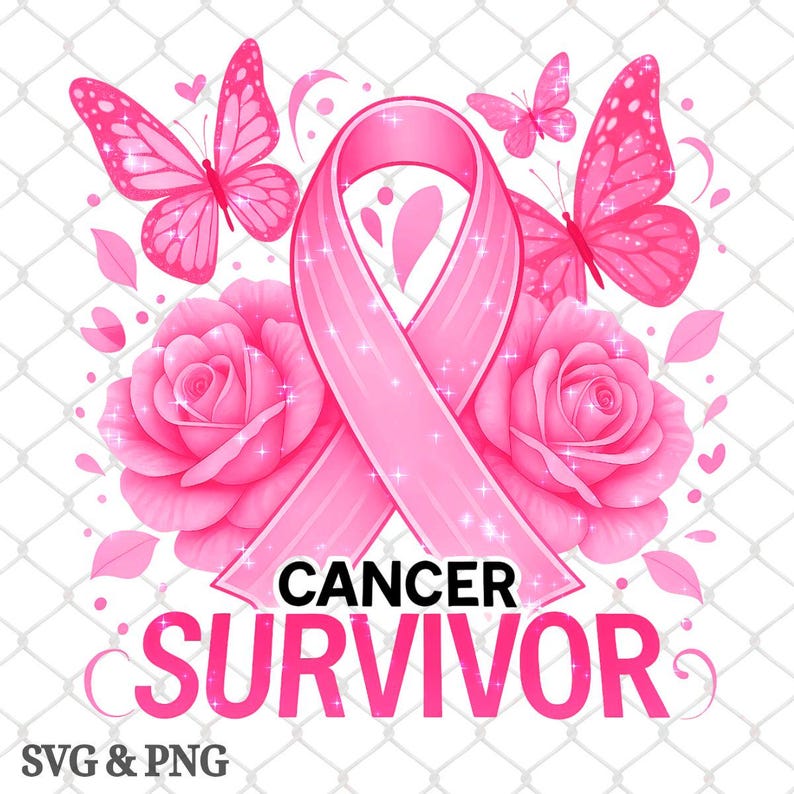 Breast Cancer Survivor Awareness Ribbon PNG SVG (digital Download) - Etsy