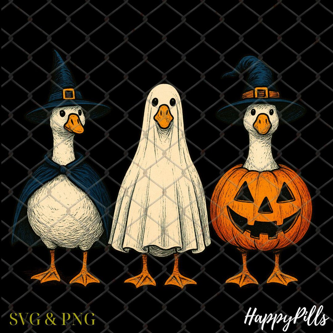 Halloween Goose PNG: Spooky Ghost, Pumpkin, Witch Design (digital ...
