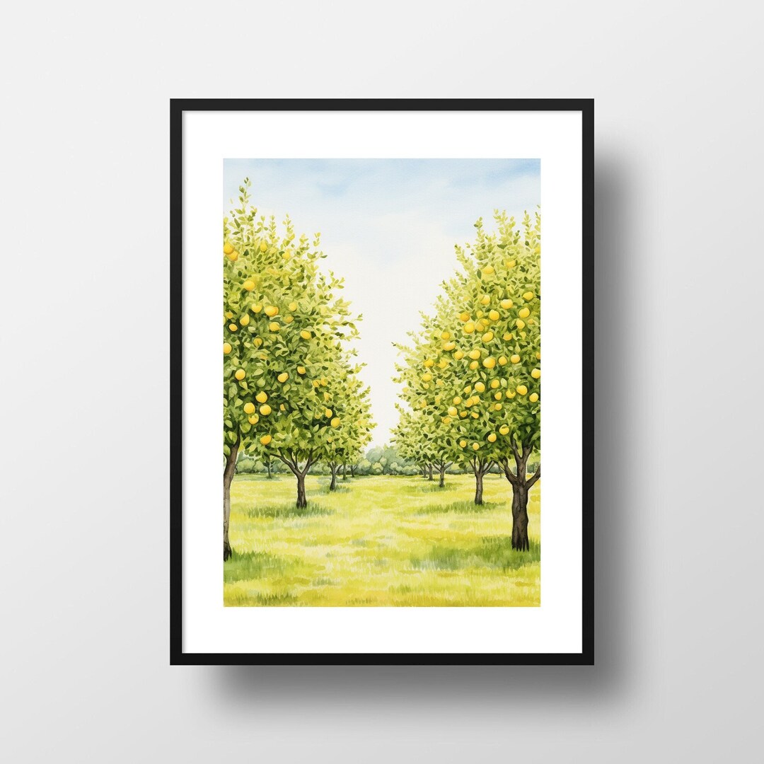 Yellow Lemon Tree Print | Lemon Art | Kitchen Print Decor | Lemon Wall ...