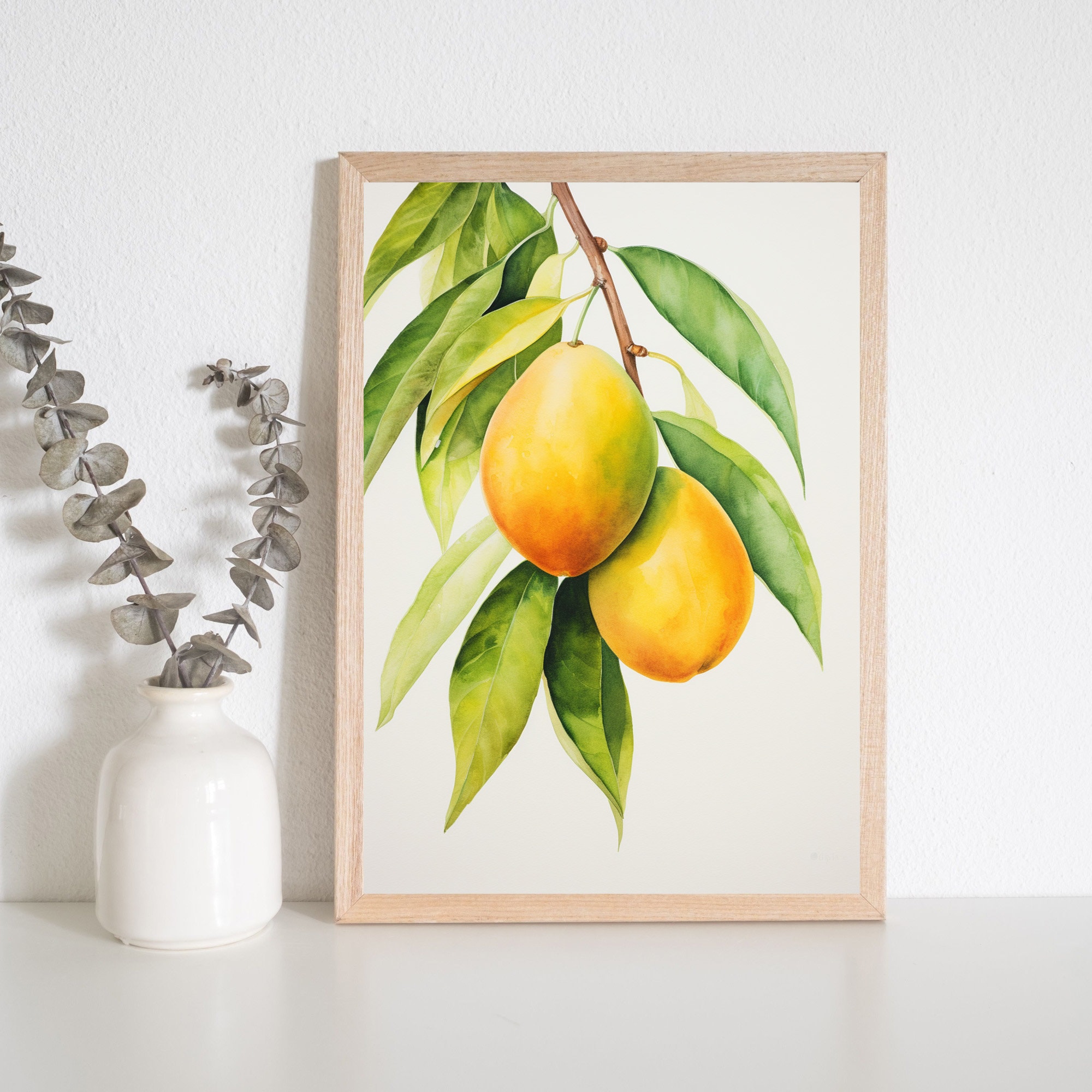 Watercolour Mango Art Print | Tropical Fruit Decor | Instant Download ...