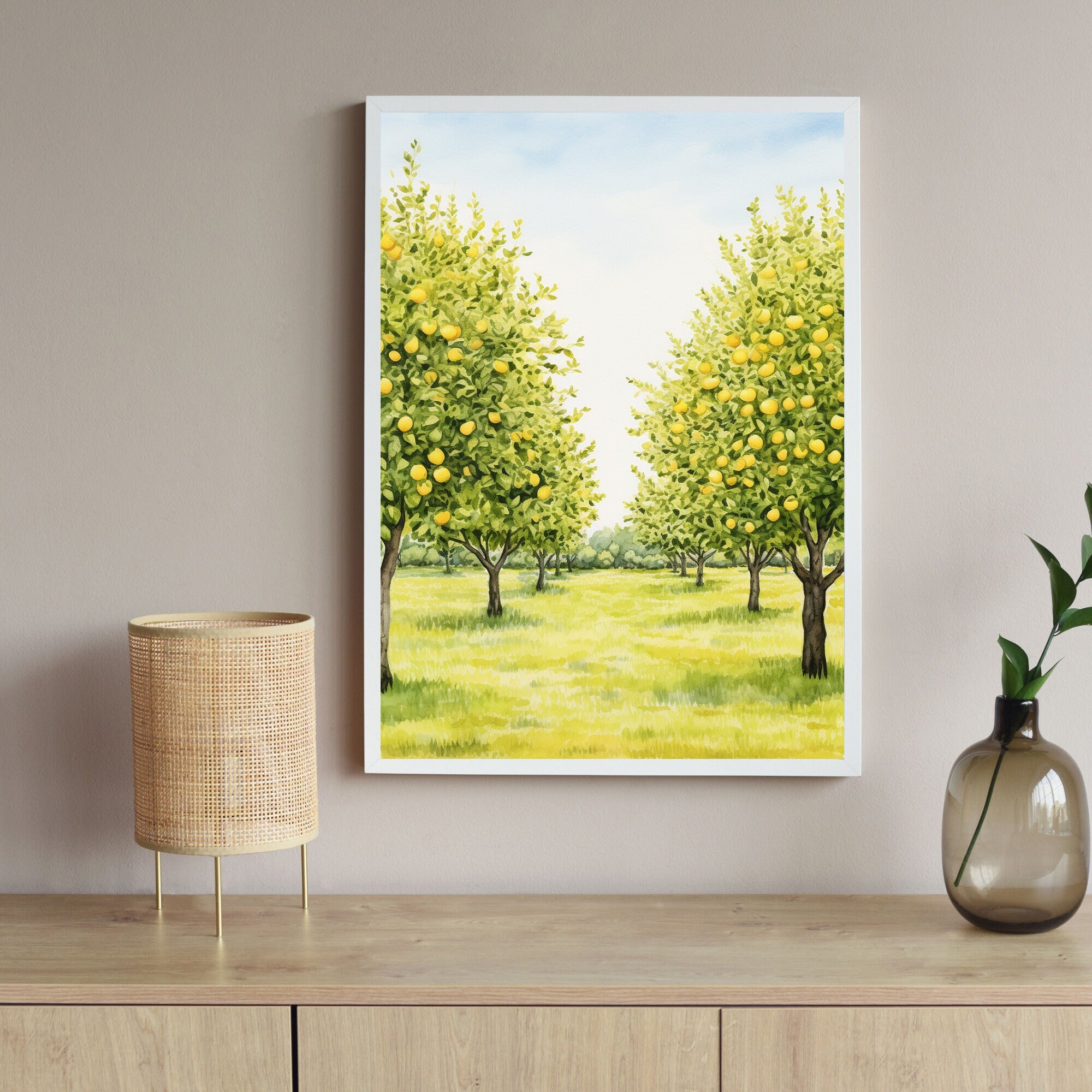 Yellow Lemon Tree Print | Lemon Art | Kitchen Print Decor | Lemon Wall ...