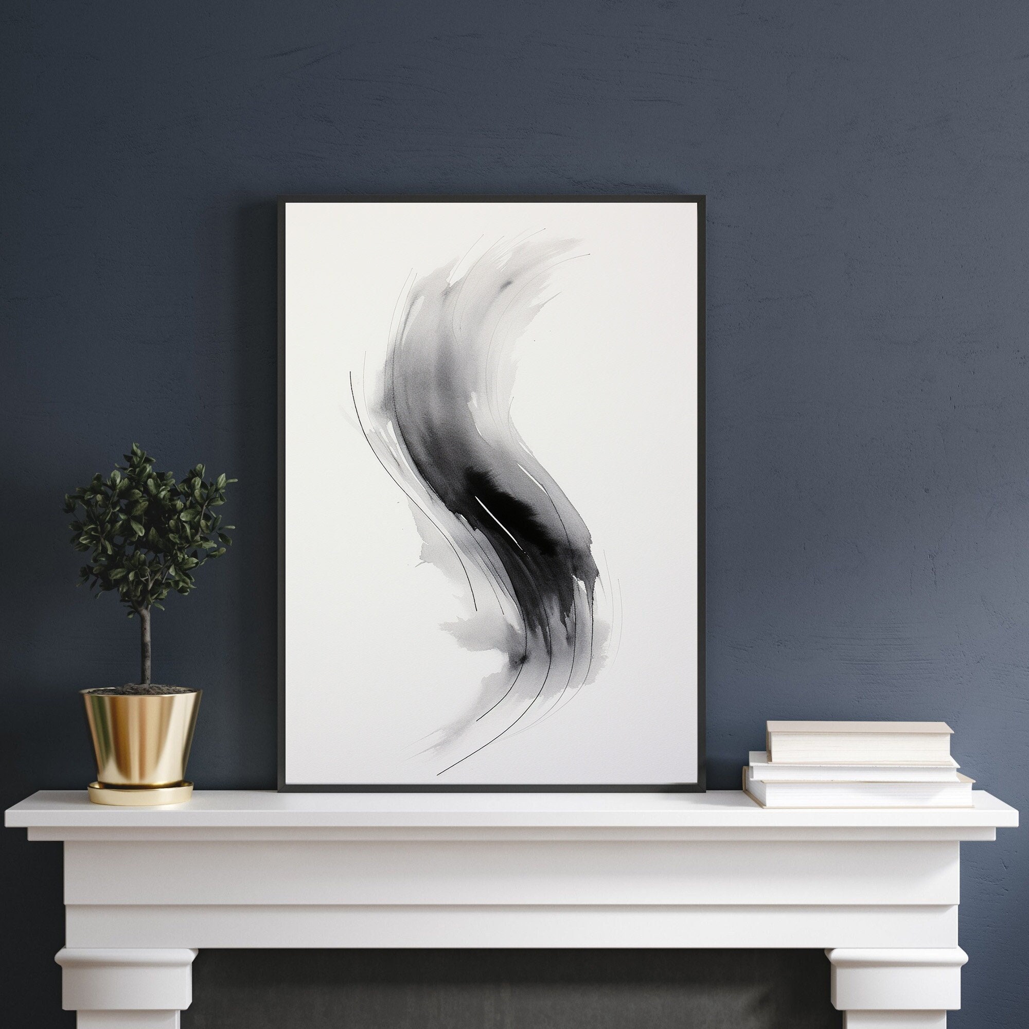 Black Abstract Art Print Living Room Wall Art Abstract - Etsy