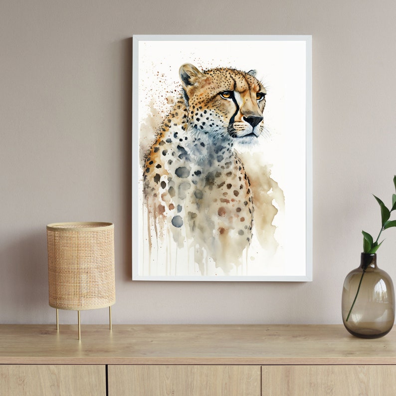 Cheetah Print, Minimalist Wall Art, Watercolour Cheetah Painting ...