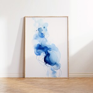 Light Blue Abstract Wall Art, Minimalist Wall Art, Living Room Prints ...