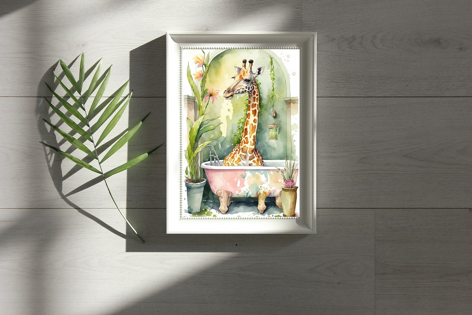 Giraffe in Bath Printable Wall Art | Giraffe Photo | Savannah Botanical ...