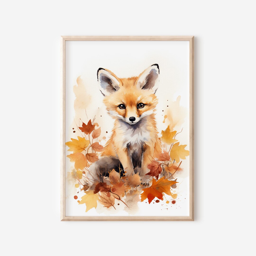 Fox Nursery Art, Baby Fox Painting, Cute Fox Print, Fox Wall Art, Fox ...