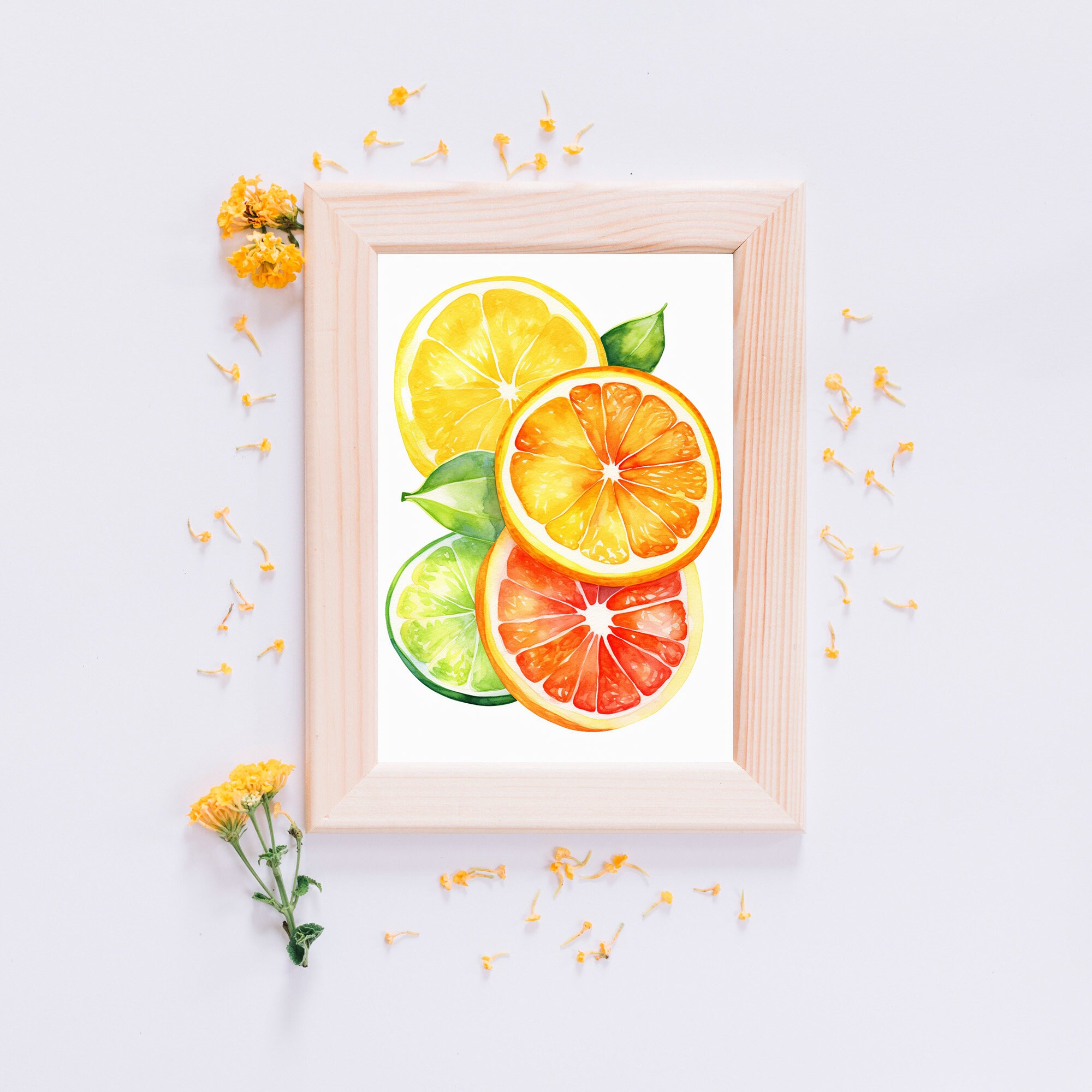 Citrus Fruit Print, Citrus Wall Art, Watercolour Food Illustration ...