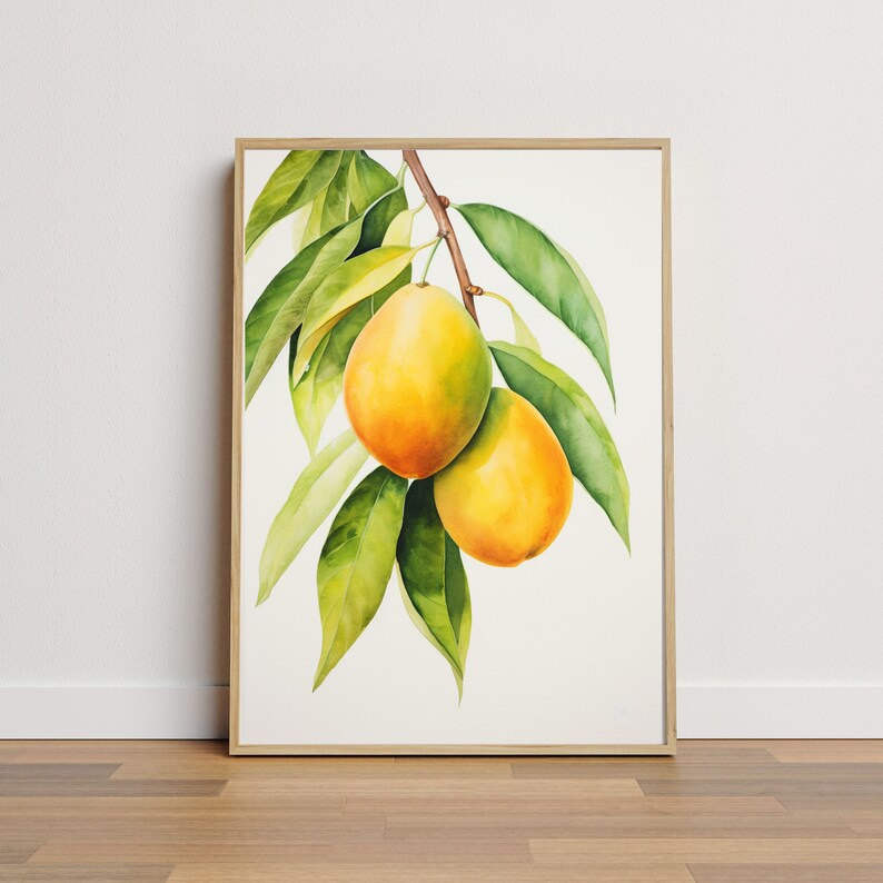 Watercolour Mango Art Print | Tropical Fruit Decor | Instant Download ...