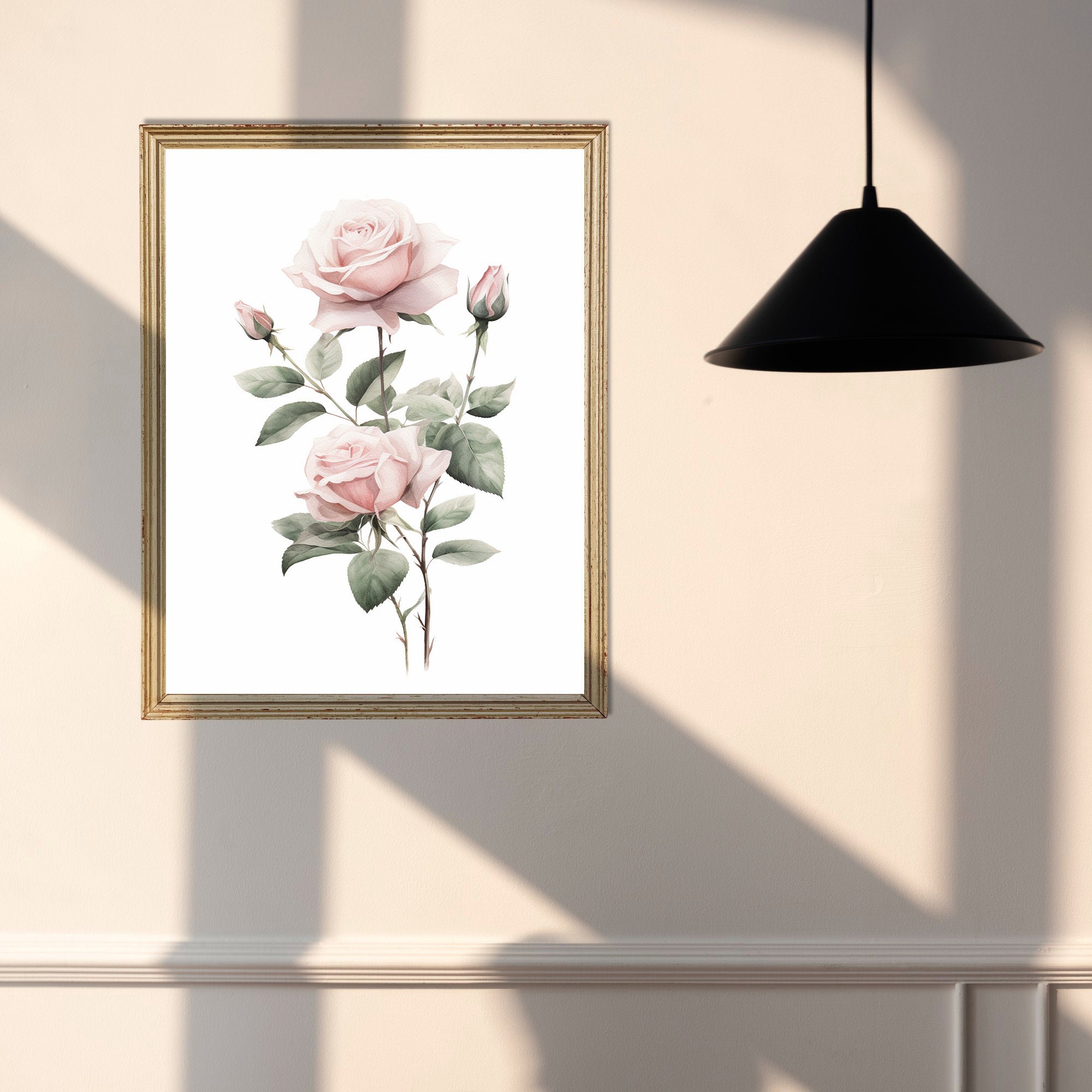Blush Pink Rose Print, Botanical Flower Wall Art, Pink Flower Prints ...