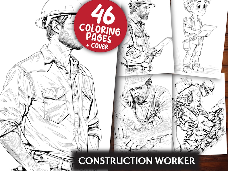 Construction Worker Coloring Pages for Adults and for Kids - 46 ...