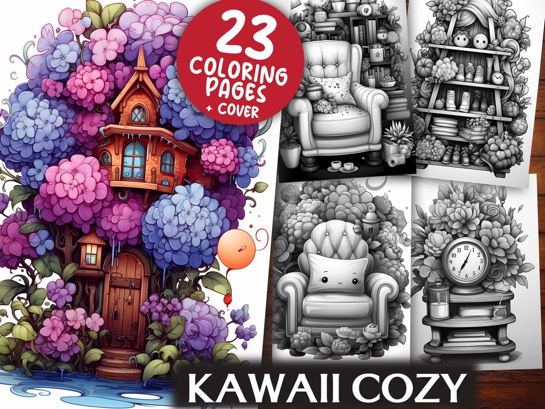 Kawaii Cozy Furniture Coloring Pages for Adults and for Kids - 23 ...