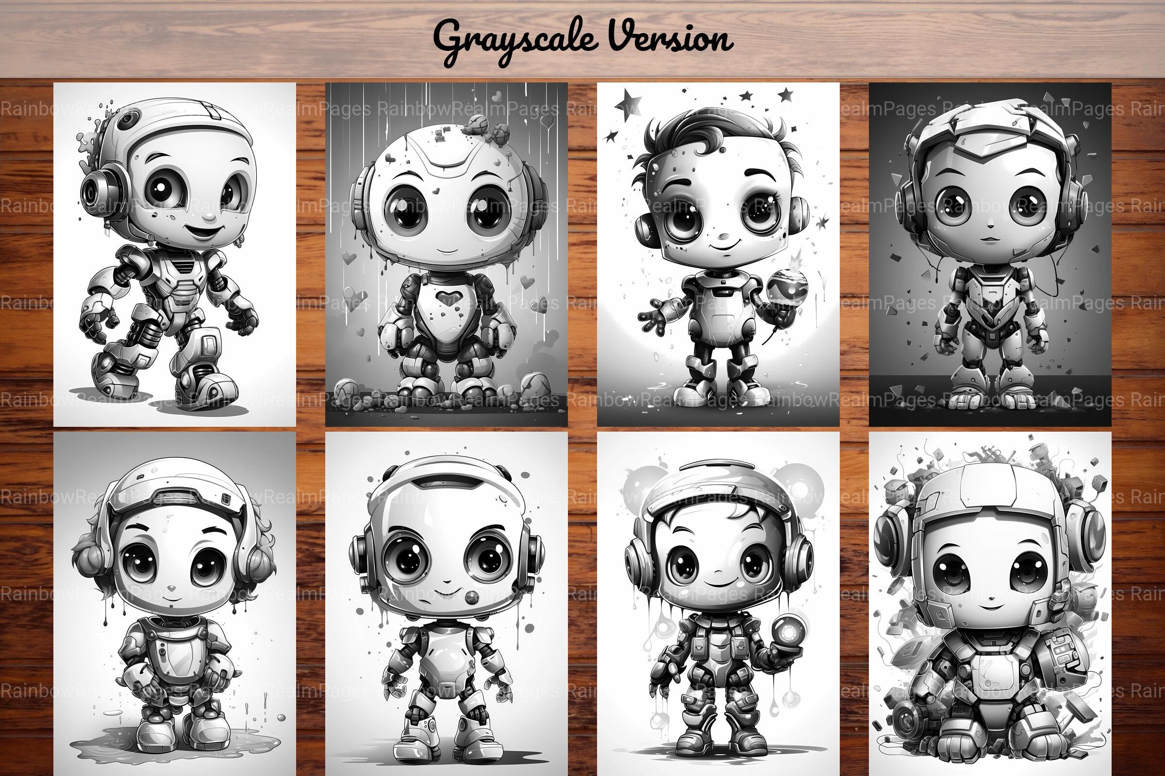 Kawaii Robots Coloring Pages for Adults and Kids 38 Cute Robots ...