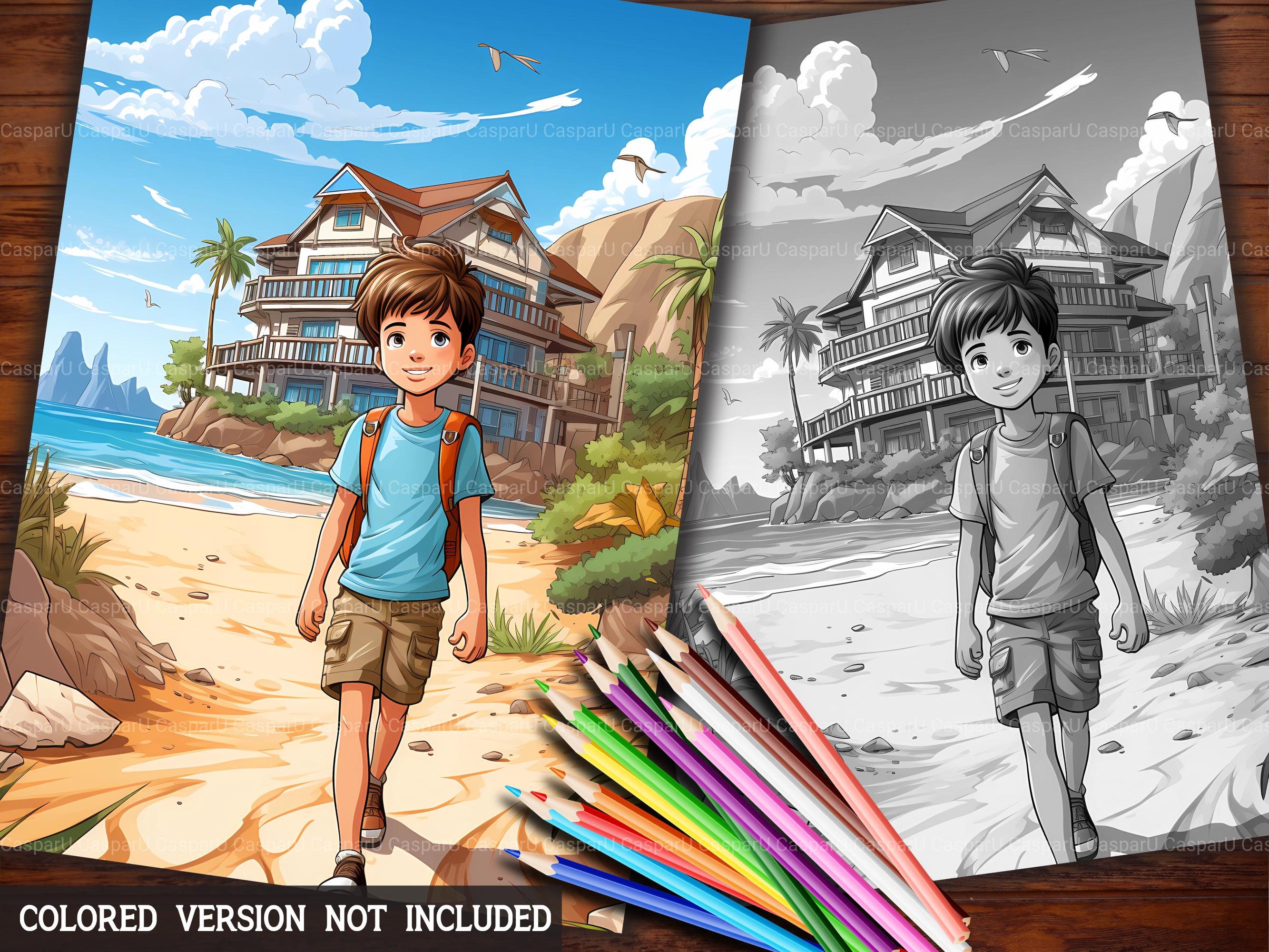 Beach Vacation Coloring Pages for Adults and Kids - 43 Geography ...