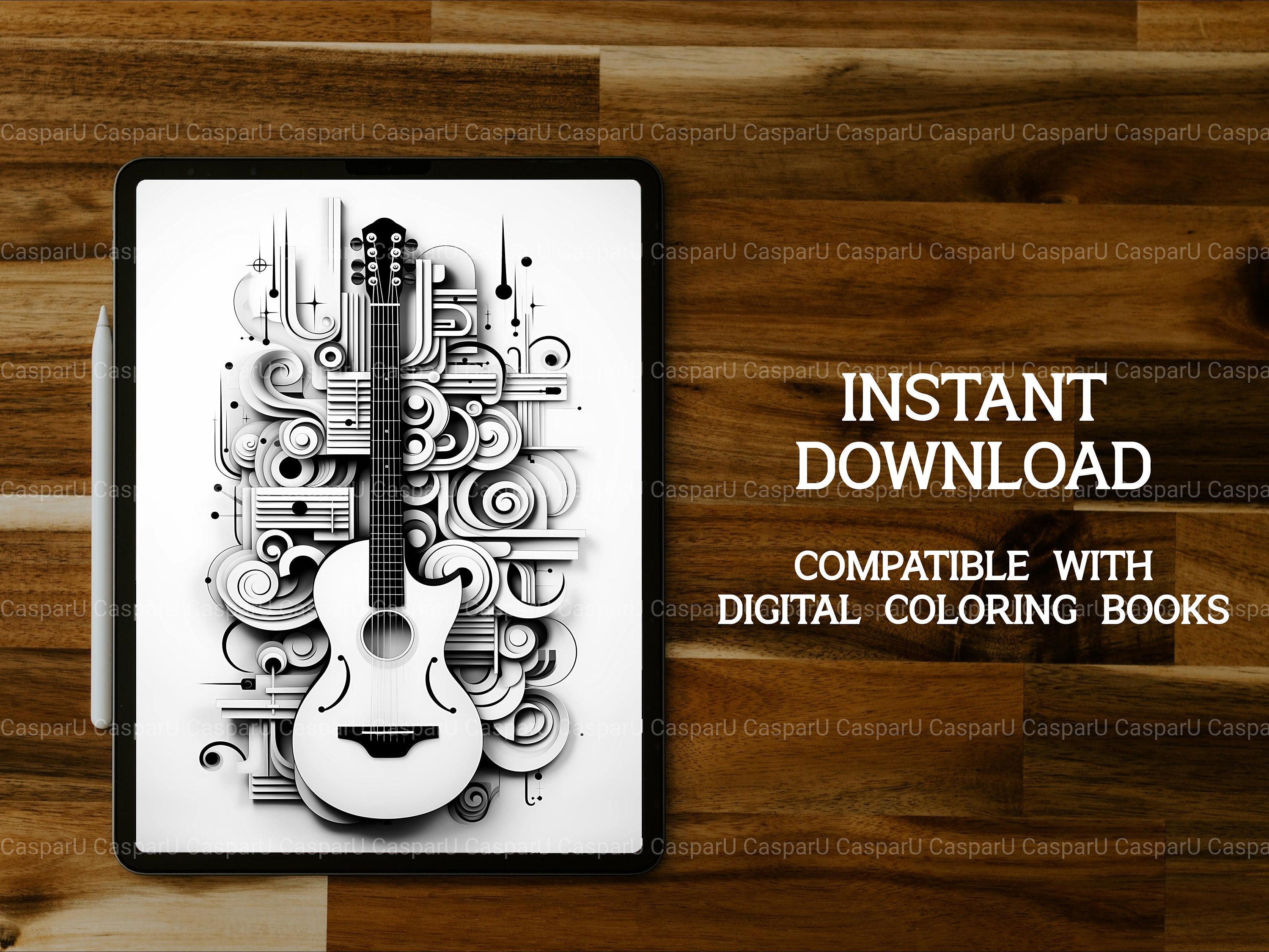 Music Mandala Coloring Pages for Adults and for Kids 50 Grayscale ...