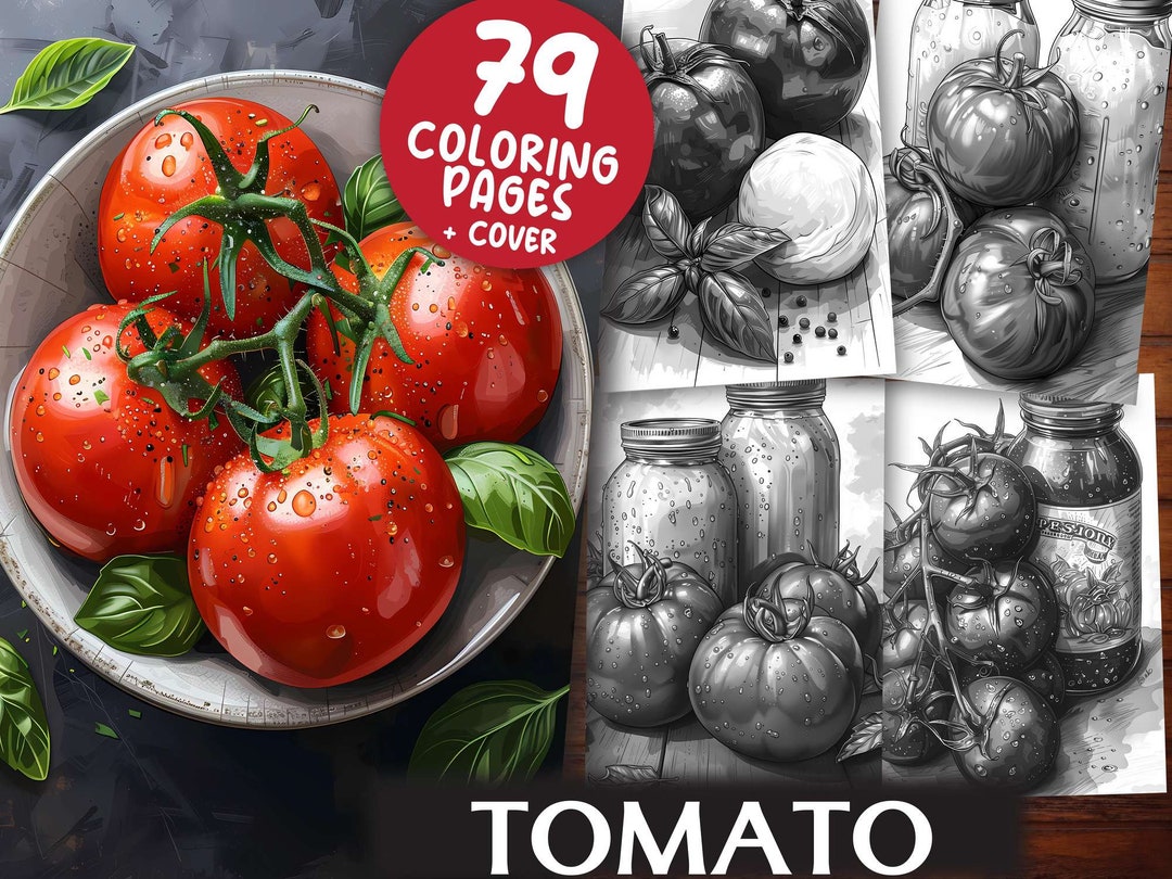 Tomato Coloring Pages - 79 Grayscale & Light Printable Pdfs - Food ...