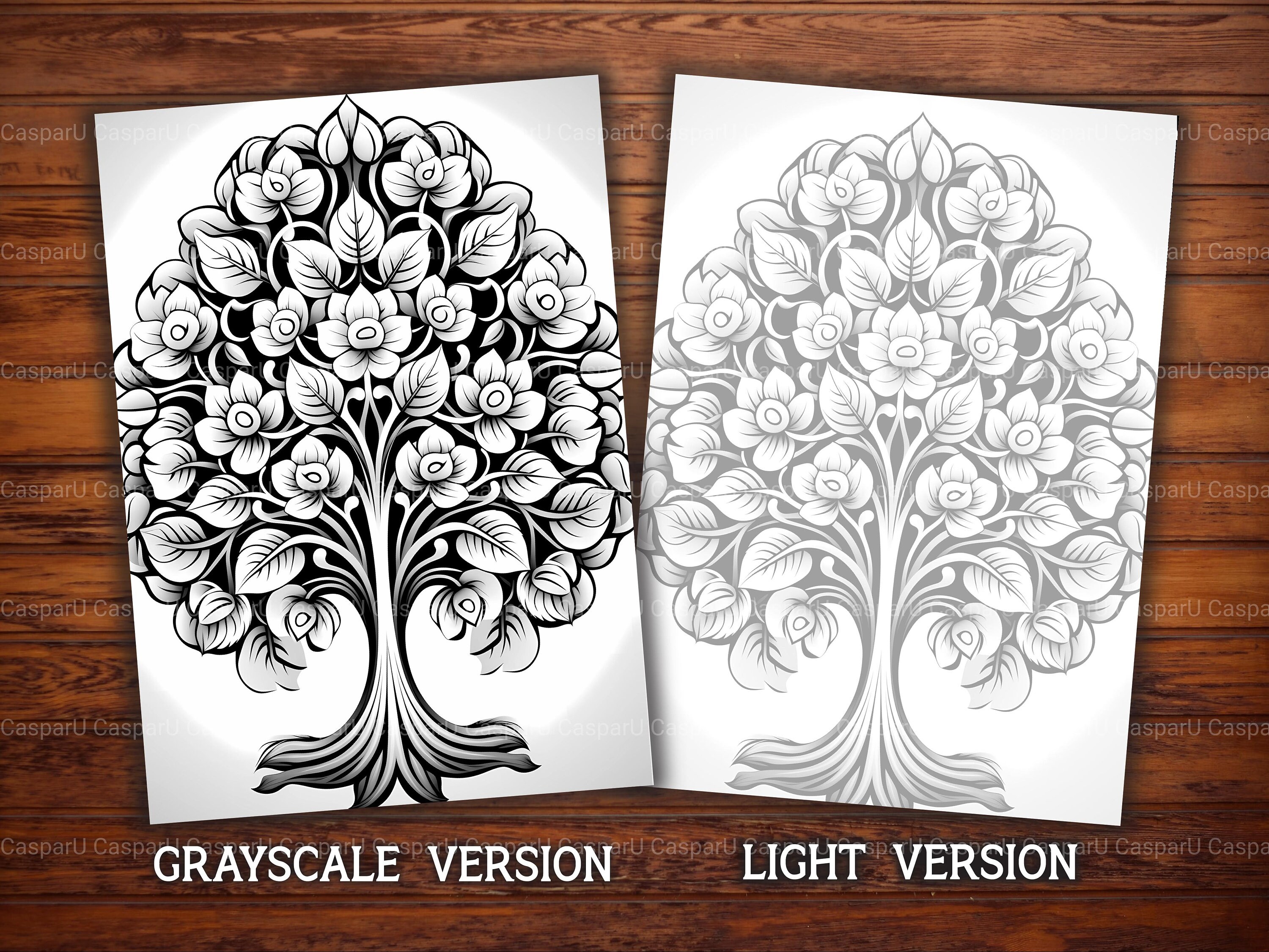 Fantasy Mandala Coloring Pages for Adults and for Kids - 75 Grayscale ...